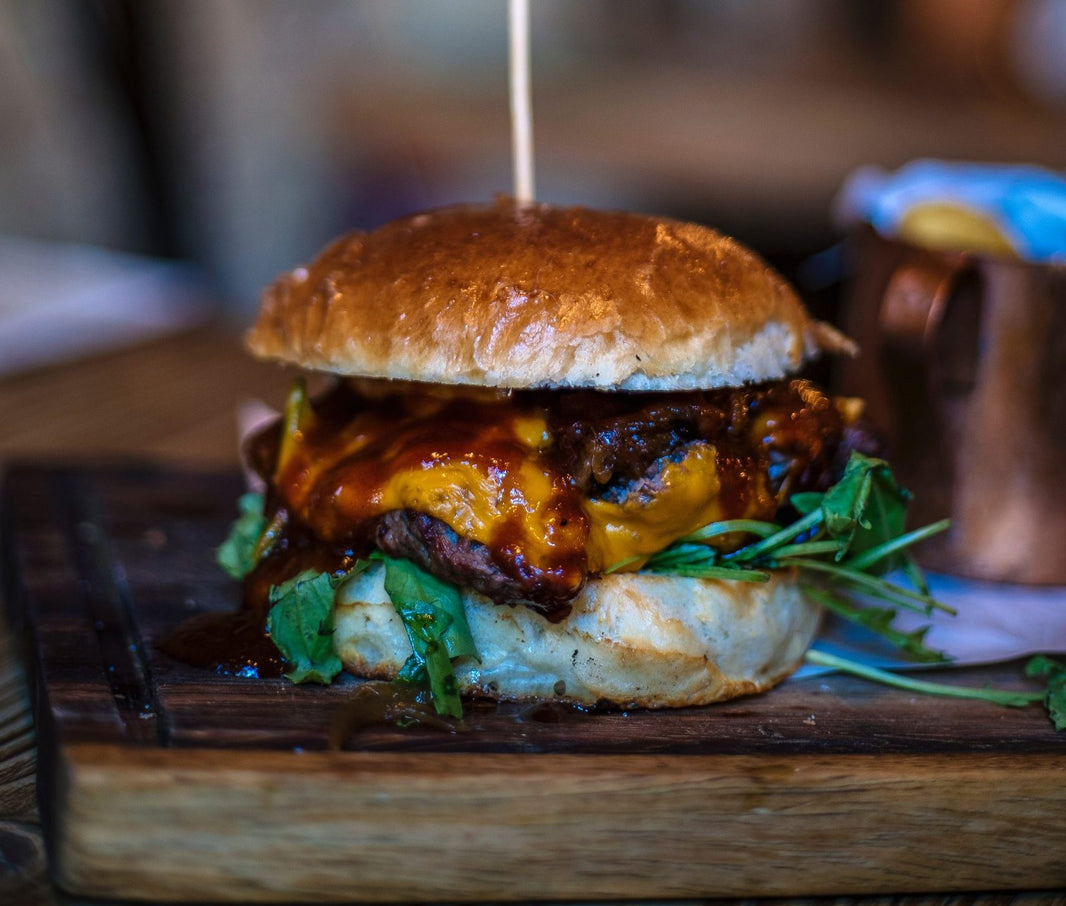 Guinness Burgers with Irish Cheese and Bacon