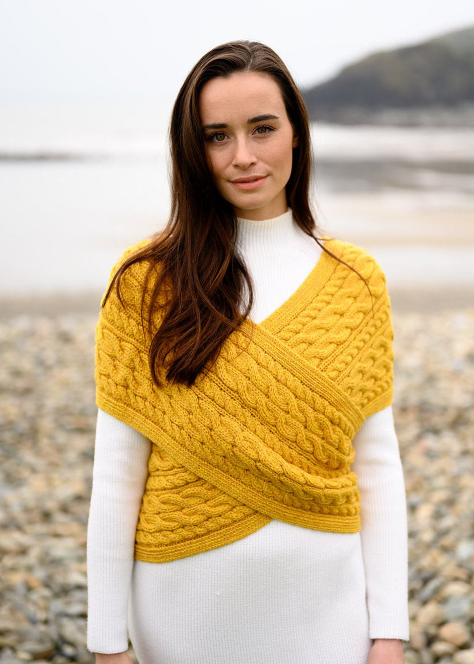 Aran Crossover Wrap | Sunflower