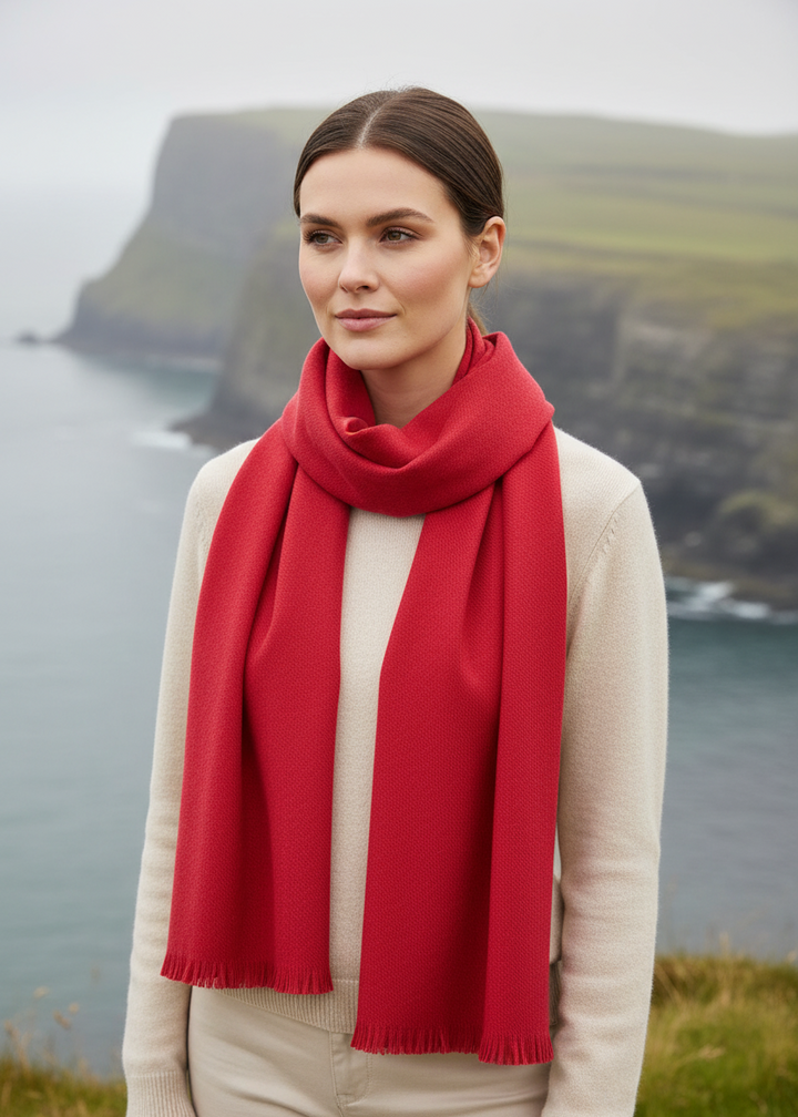 Foxford Tomato Cashmere Scarf | Irish Wool Scarf | Skellig Gift Store