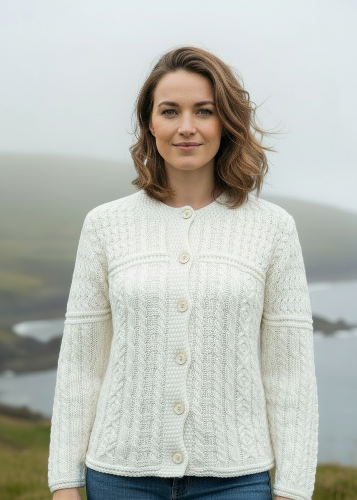 Women's Aran Cardigans | Irish Cable Knit Cardigans 100% Merino Wool ...