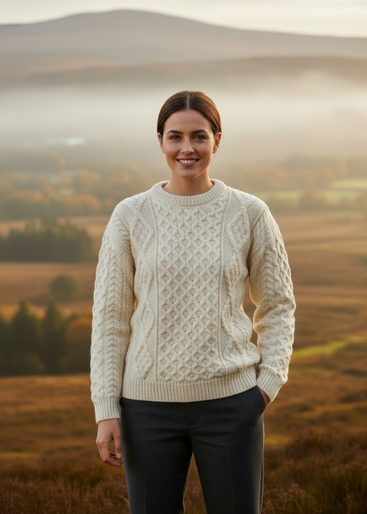 Women's Aran Sweaters | Irish Cable Knit Sweaters 100% Merino Wool ...