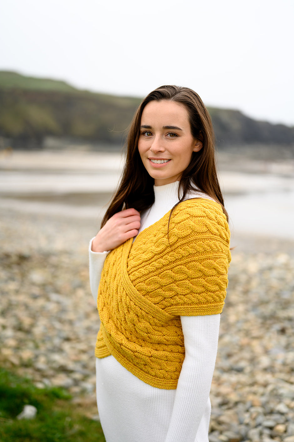 Aran Crossover Wrap | Sunflower