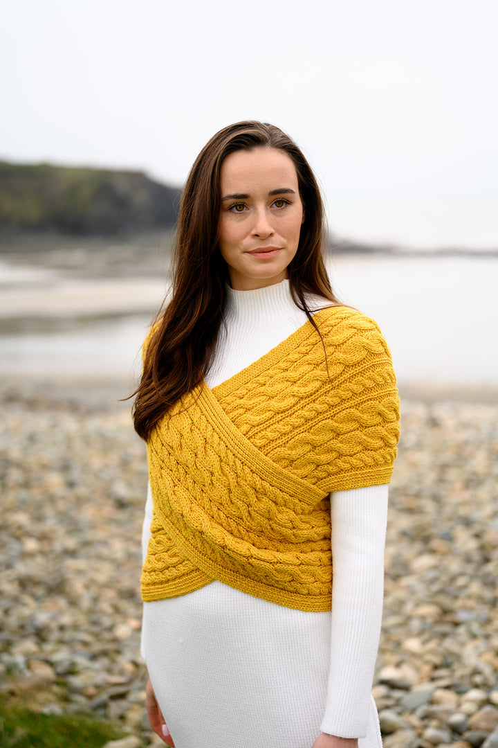 Aran Crossover Wrap | Sunflower