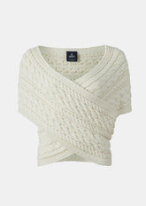 Women's Aran Crossover Wrap Natural | 100% Merino Wool | Aran Woollen Mills