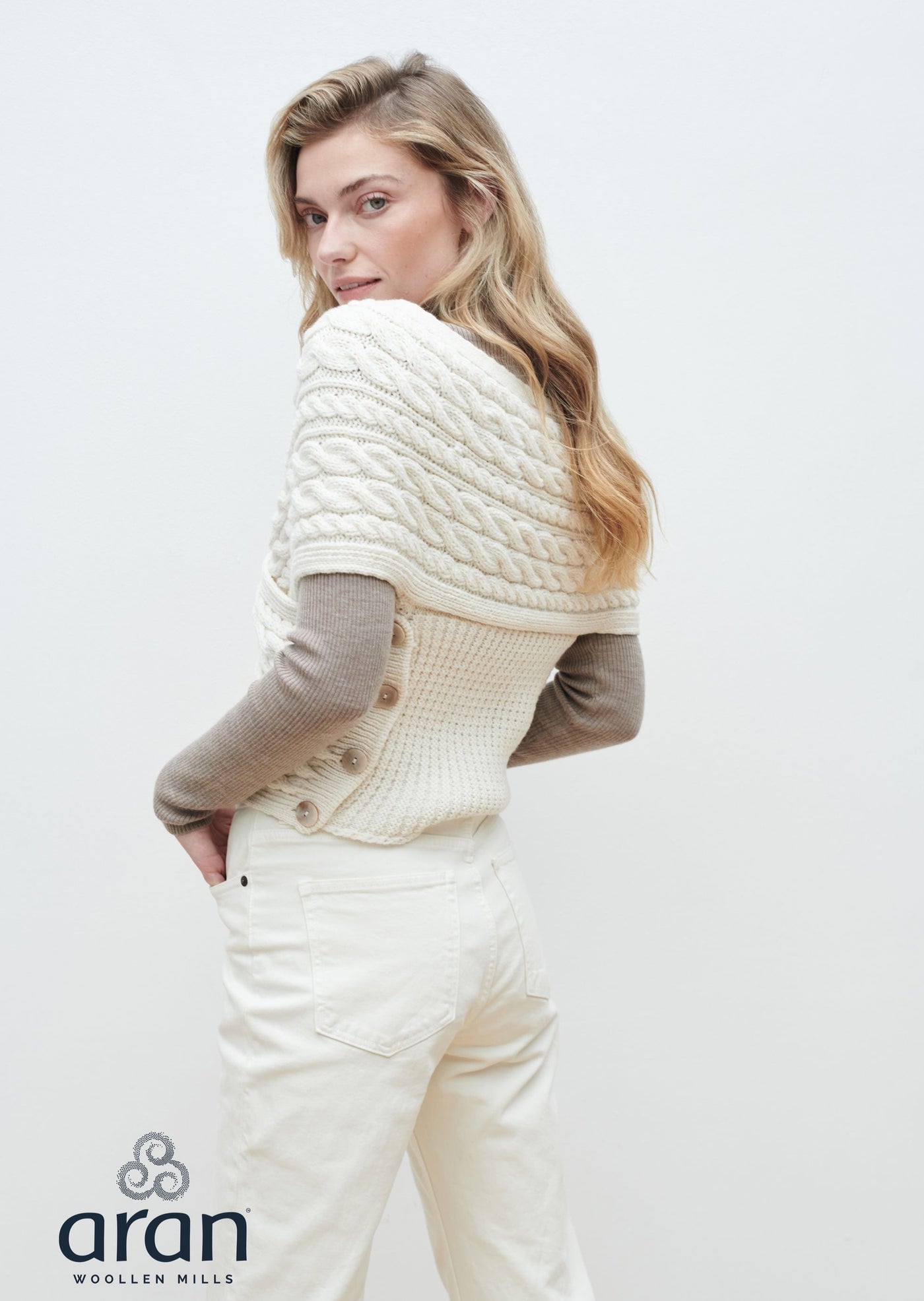 Aran Crossover Wrap | Natural