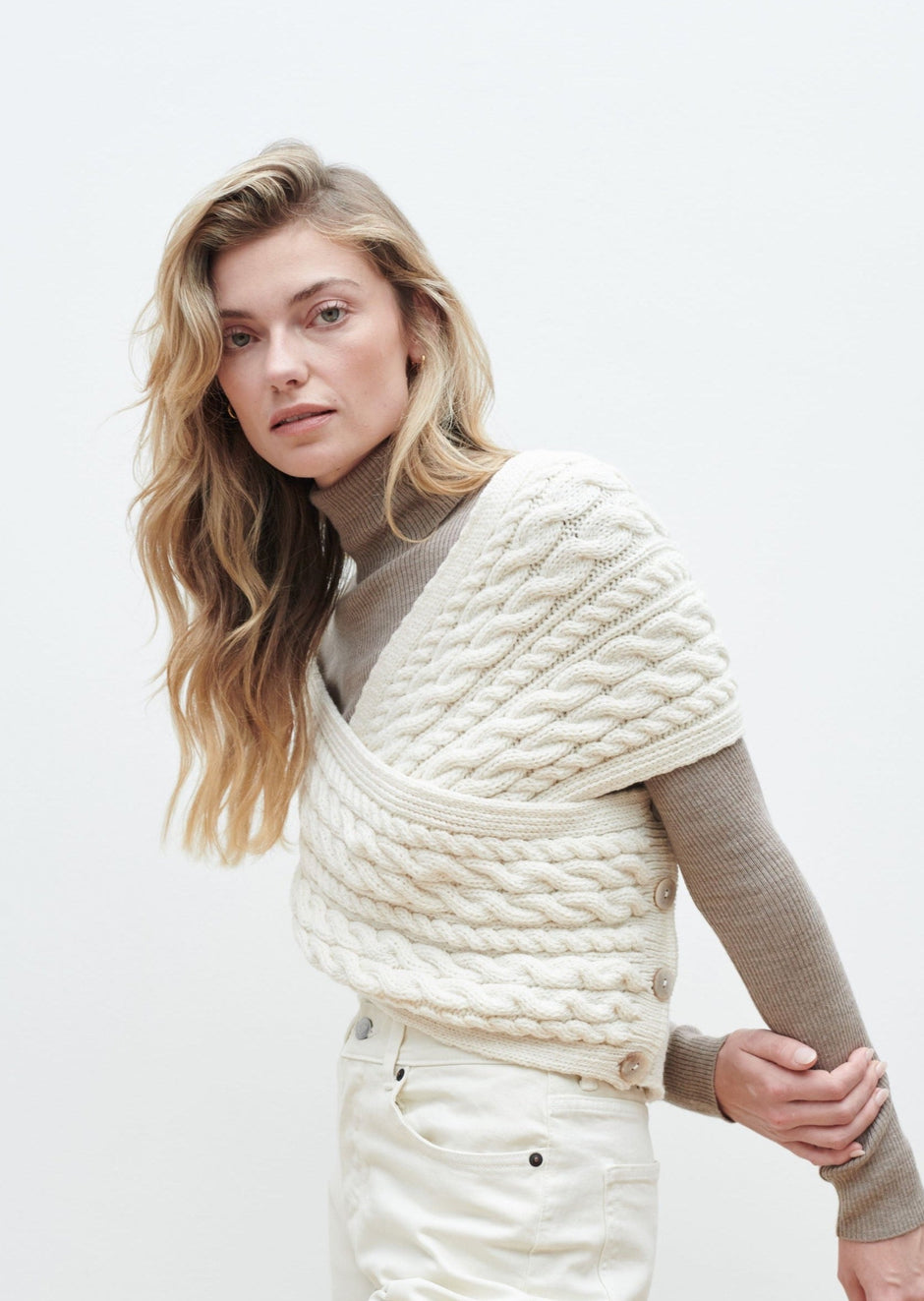 Aran Crossover Wrap | Natural