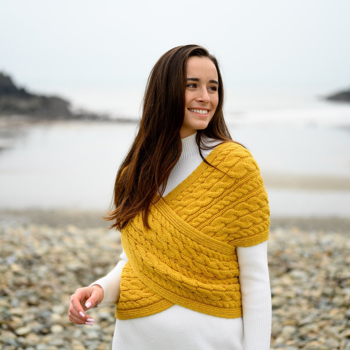 Aran Crossover Wrap | Sunflower