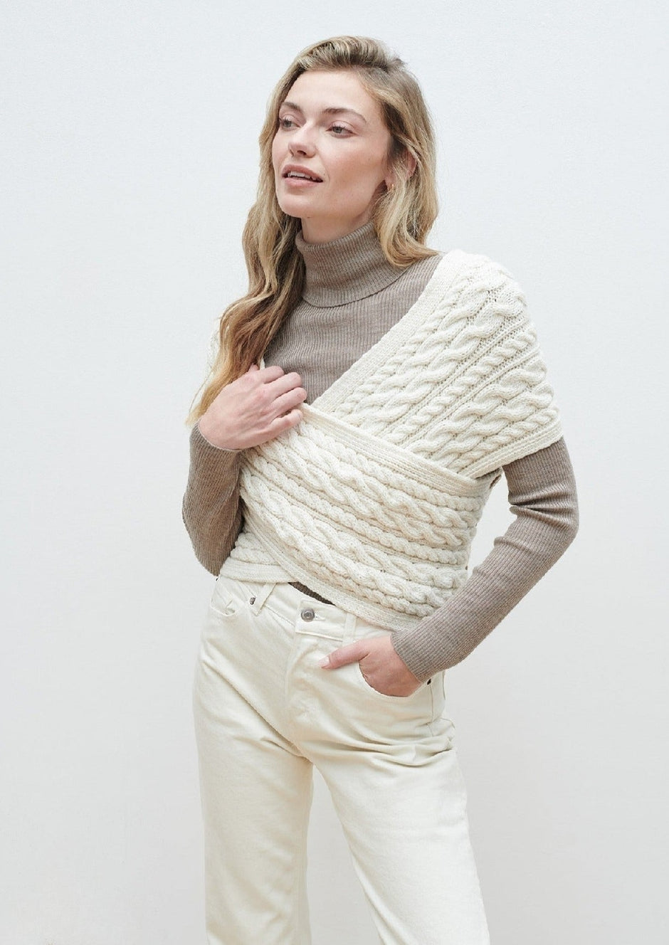 Aran Crossover Wrap | Natural